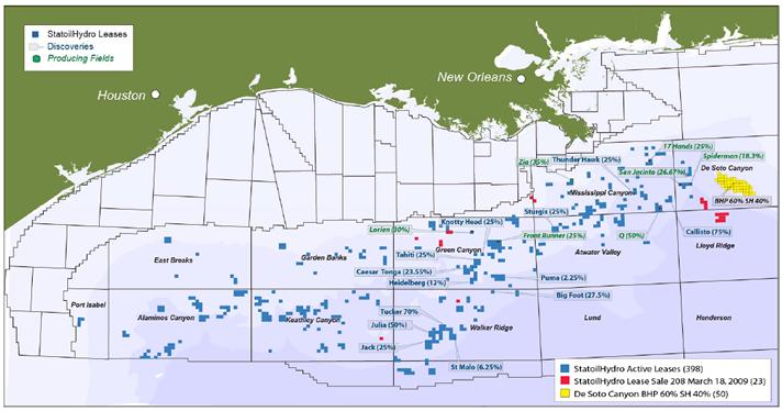 GoM: StatoilHydro acquires 50 frontier blocks interest from BHP