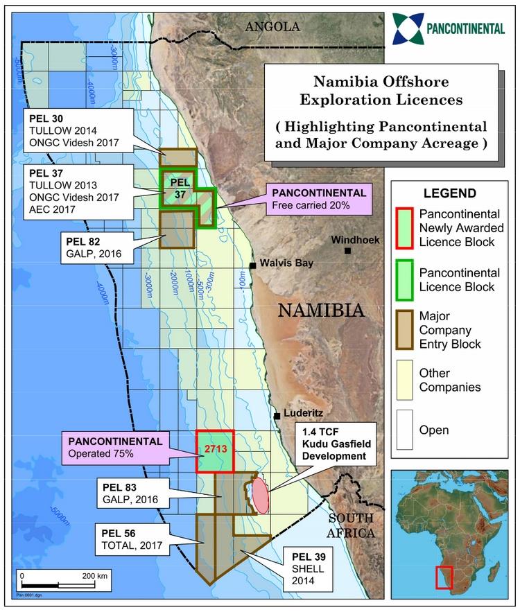 Namibia: Pancontinental awarded Block 2713, offshore Namibia